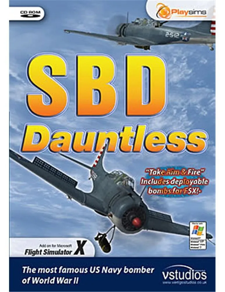 Simulator CD ROM SBD Dauntless. Includes deployable bombs for FSX. ADD ...